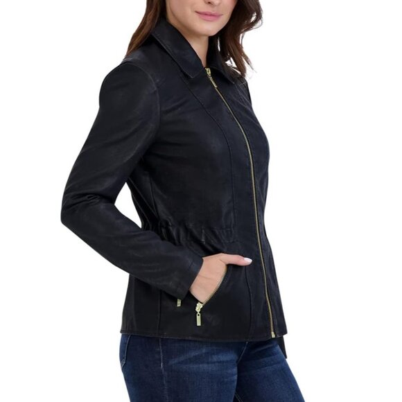 Baccini | Jackets & Coats | Baccini Size Xl Faux Leather Peplum Jacket ...